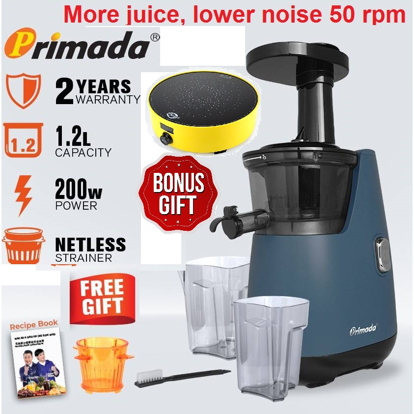 Primada Netless Slow Juicer PSJ10 (FREE BONUS GIFT NAKADA CERAMIC ...