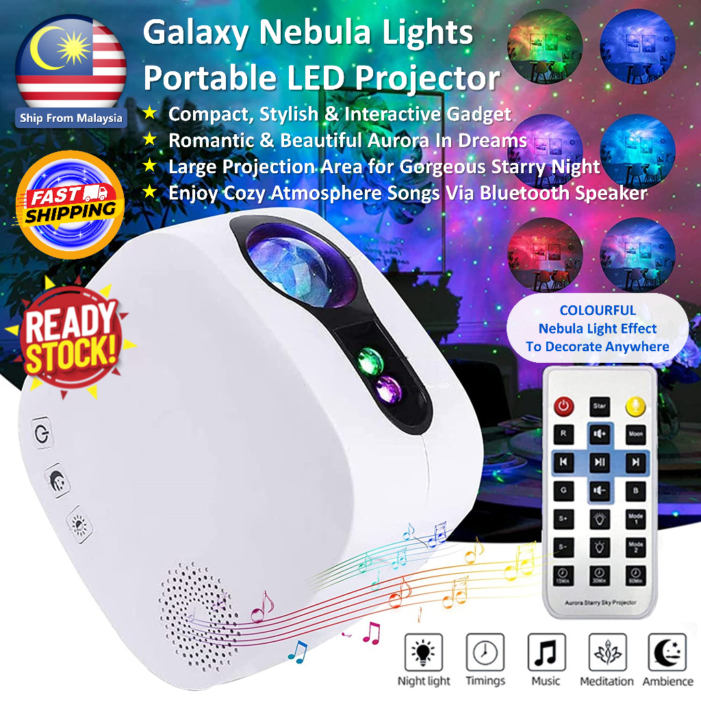 LED Galaxy Light Projector Bluetooth Speaker Remote Control Lightweight ...