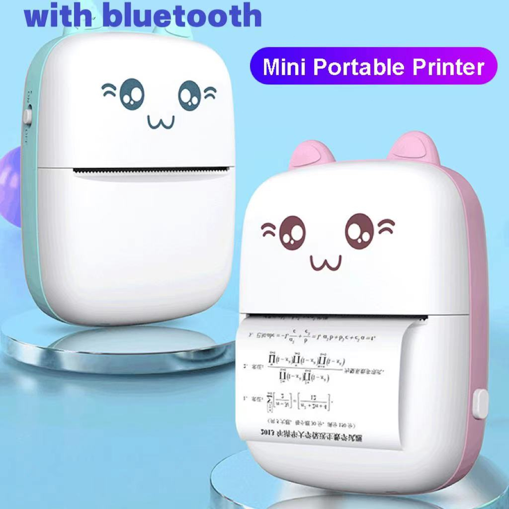 Mini Portable Thermal Printer Wireless Bluetooth Label Printer Paper ...