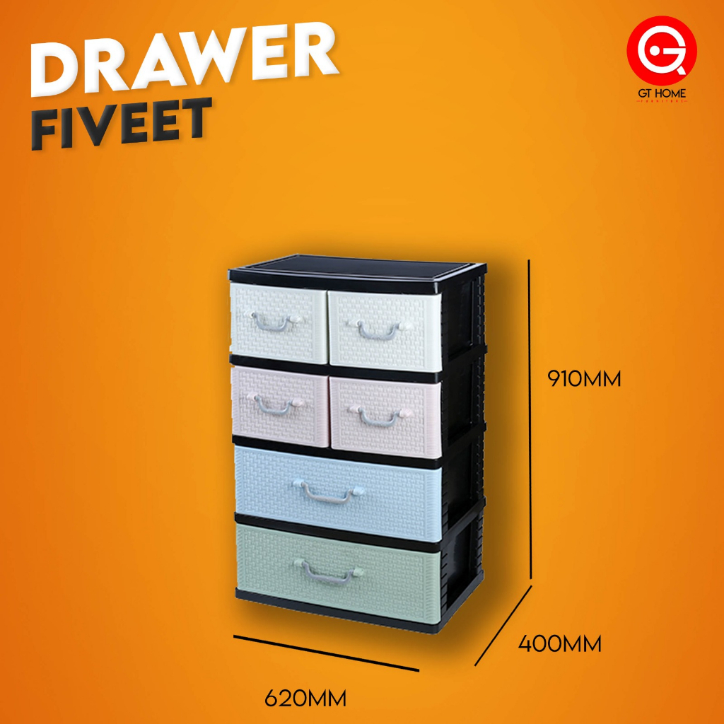 CENTURY Drawer 5 Tier Plastic Drawer Storage Cabinets Clothes Almari ...
