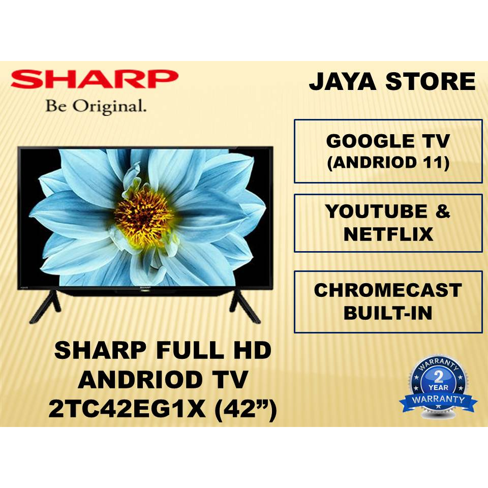 Sharp 42" Inch/Inci Andriod Led Tv (Andriod 11)(GOOGLE TV)(Youtube Netflix) 2TC42EG1X (FOC 1M ...