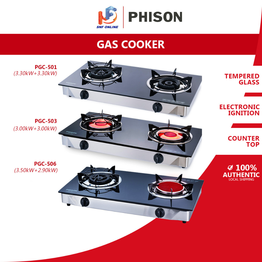 Phison Dapur Gas Kaca Tempered Glass Gas Cooker PGC-501 PGC-503 PGC-506 ...