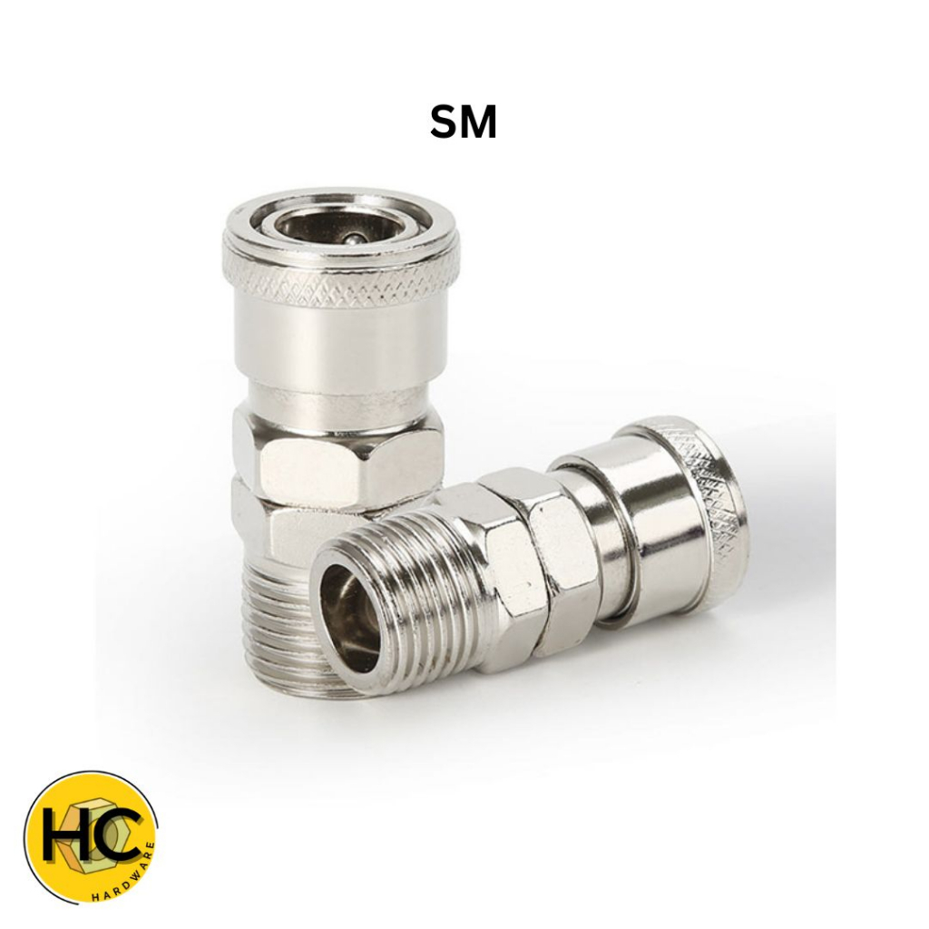 Air Hose Fitting Heavy Duty 1/4" Hose Quick Couplers High Pressure Push ...