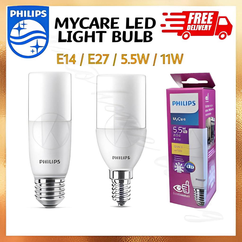 (Sirim) Philips MyCare LED Stick Energy Saving Bulb Bright Downlight E14 E27 PLC 5.5W 7.5W 9.5W ...