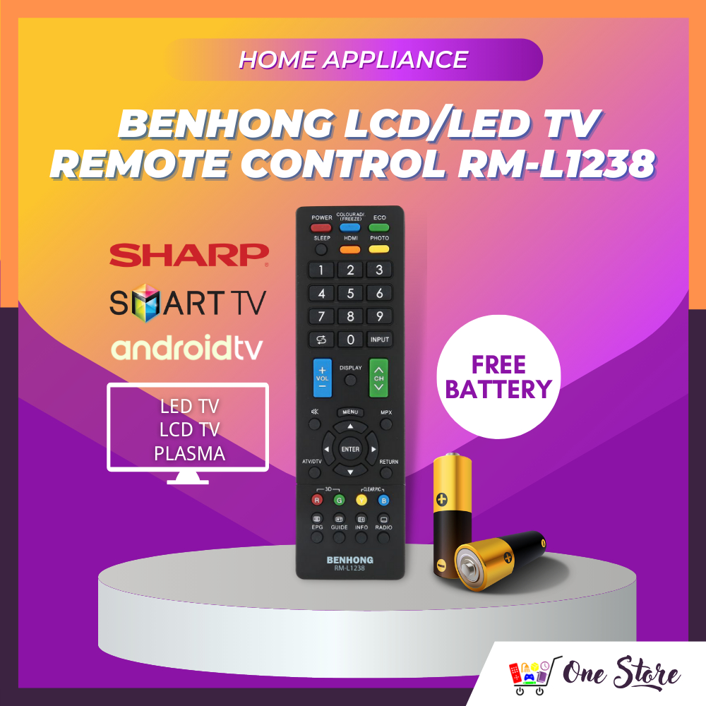 Sharp TV Benhong LCD/LED TV Remote Control RM-L1238 | Shopee Malaysia