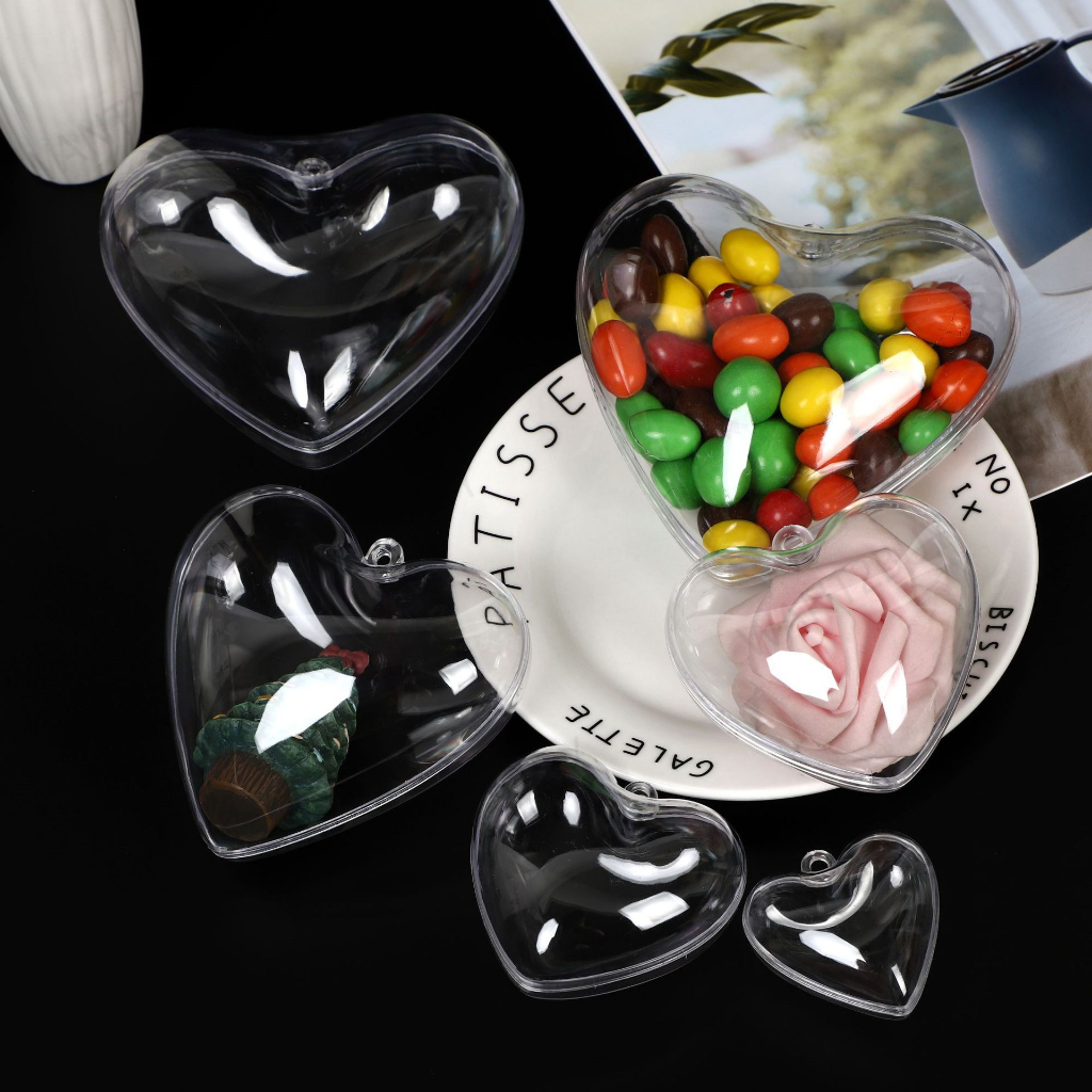 🇲🇾6/8/10cm Love Heart Clear Transparent Plastic Acrylic Ball Birthday ...