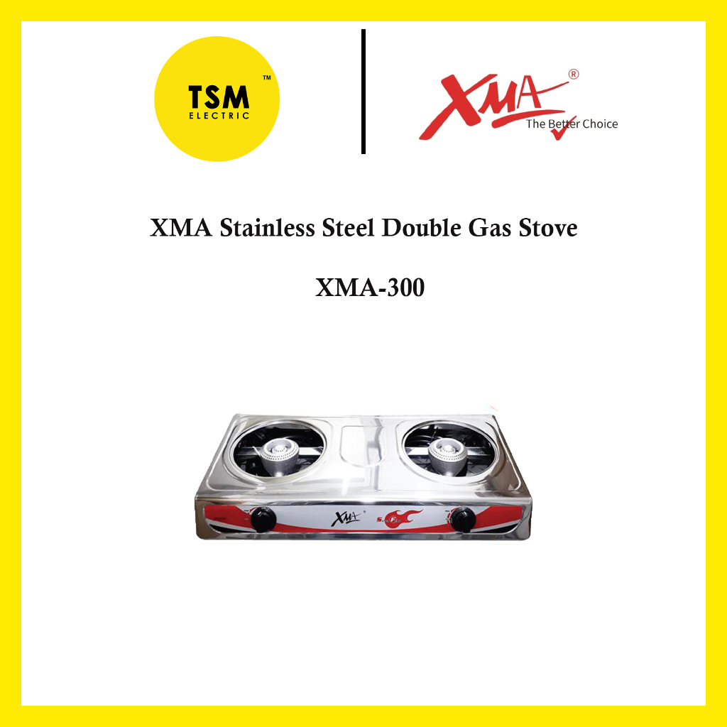 XMA Stainless Steel Double Gas Stove XMA-300 | Shopee Malaysia