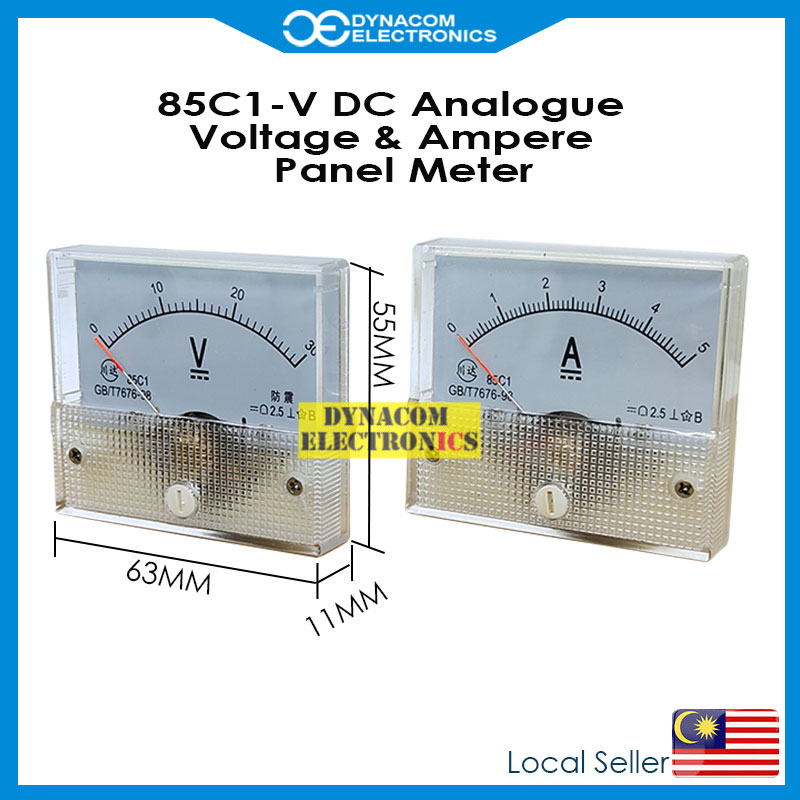 85C1 DC Analogue Voltage/Ampere Panel Meter, Moving Coil Type [Meter ...