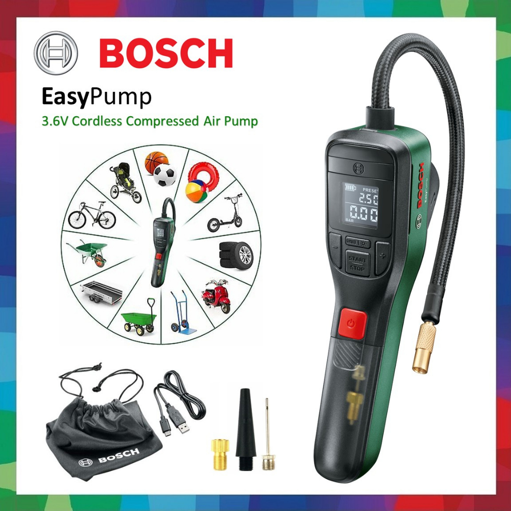 Bosch 3.6v EasyPump Cordless Compressed air Pump / Pump Angin tayar ...