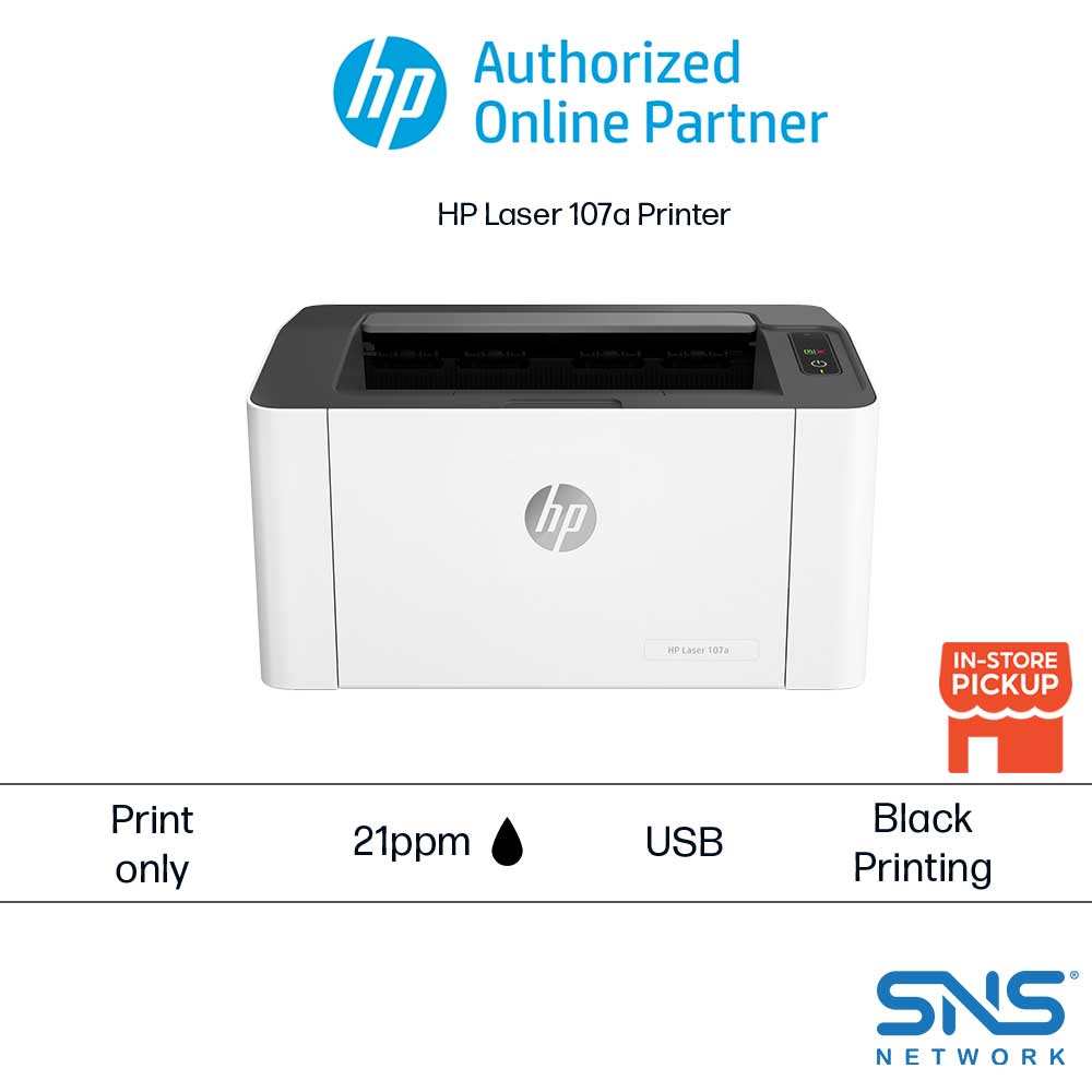 HP Mono Wired Laser 107a Printer 4ZB77A / HP Laser 108a 4ZB80A (Print ...