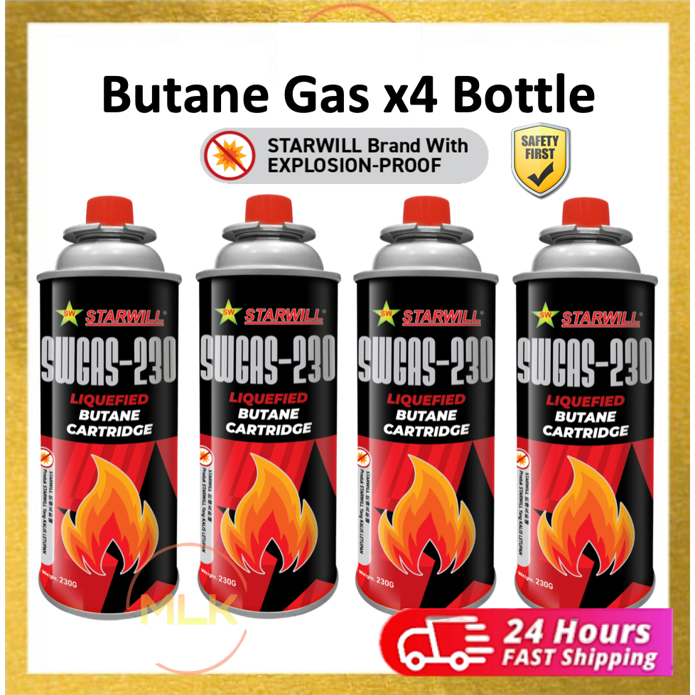 MLK 4 BOTTLE Starwill Butane Gas Cartridge/GAS/GAS KECIL/GAS STEAMBOT ...