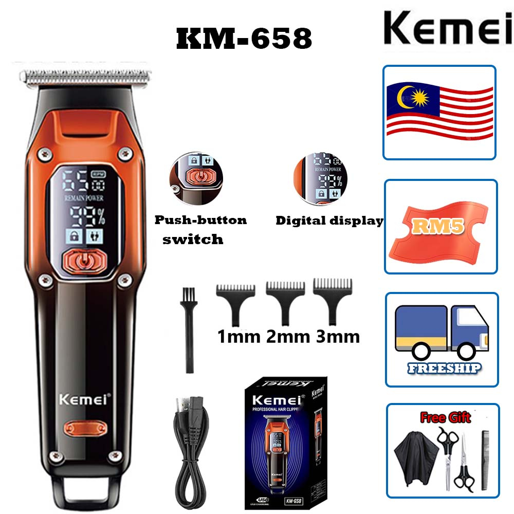 Kemei KM-658 Hair Clipper Professional Barber Hair Trimmer LED Display Haircuts Machine for ...