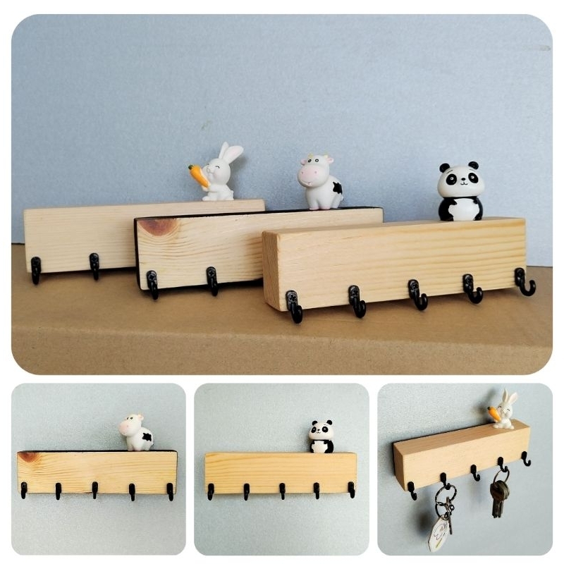 Cute Animal Key Hooks Wall Mounted Jewelry Hook Decorative Rak kunci ...