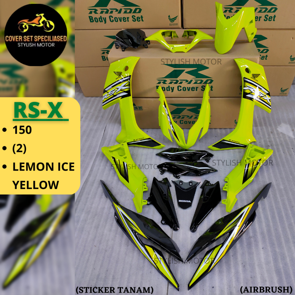(STICKER TANAM/AIRBRUSH) RAPIDO COVER SET HONDA RSX RS-X 150 (2) LEMON ...