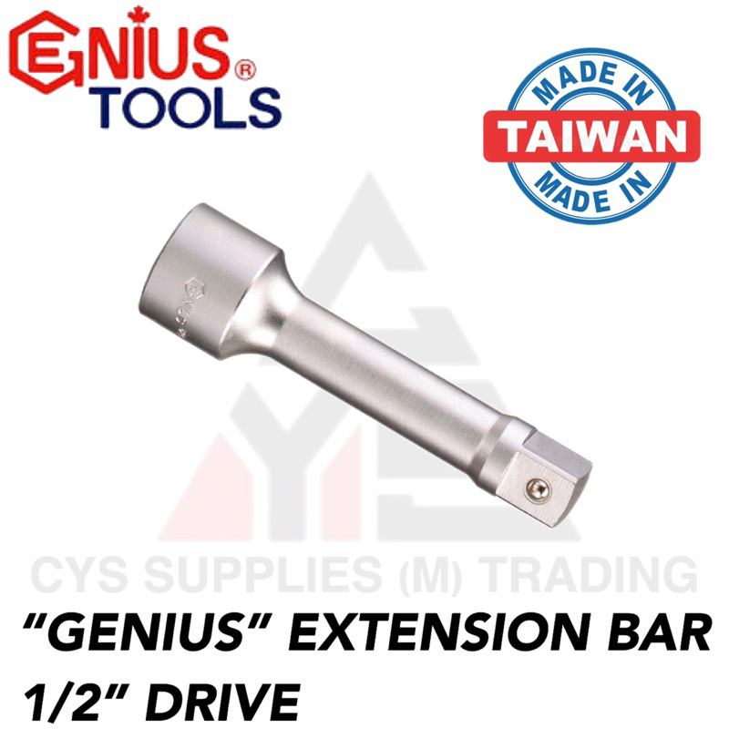 (100% TAIWAN) GENIUS 1/2” DRIVE EXTENSION BAR / CHROME SOCKET ADAPTOR ...