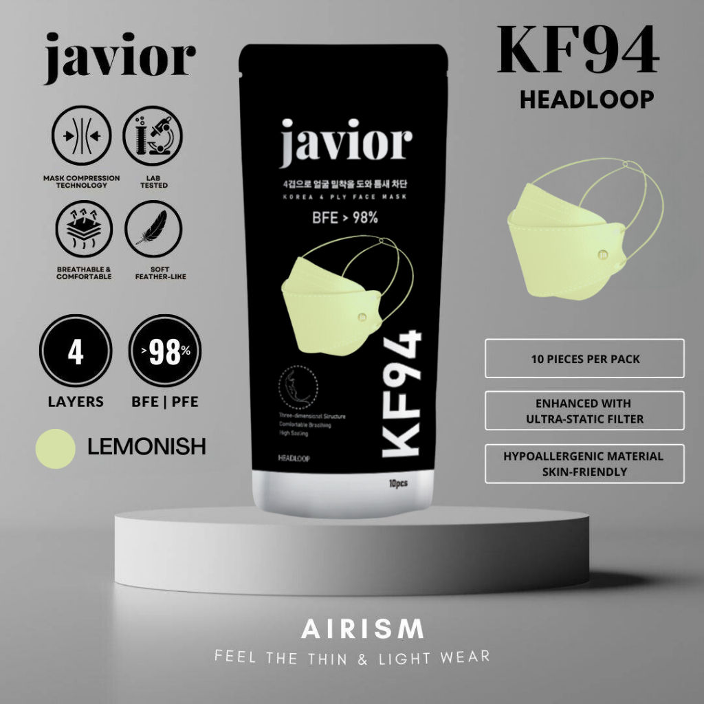 [Javior] Javior Premium Lemonish Mask KF94 Headloop Hijab Face Mask ...