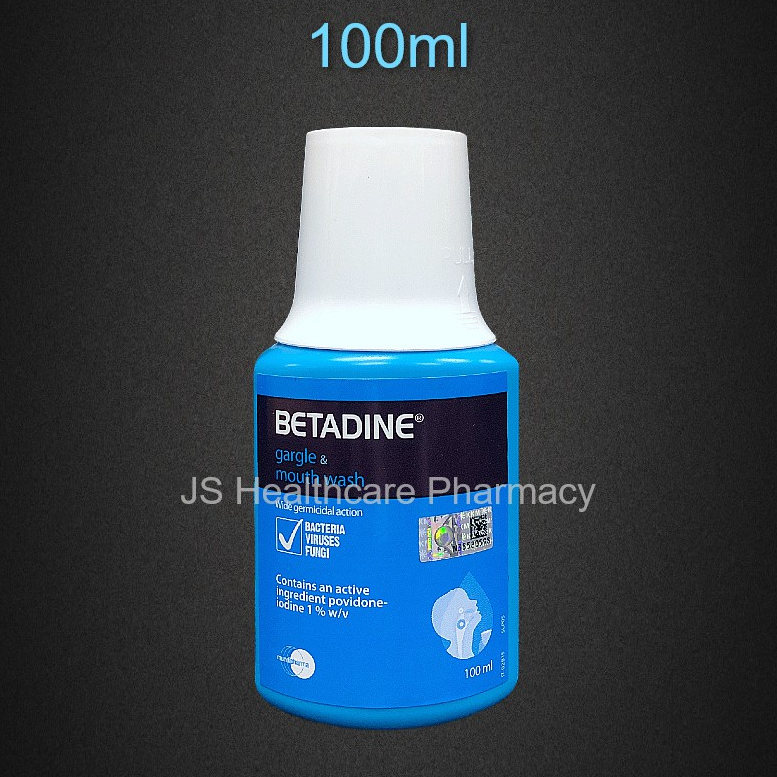 Betadine Gargle & Mouth Wash containing povidone-iodine 1%(mint flavor ...