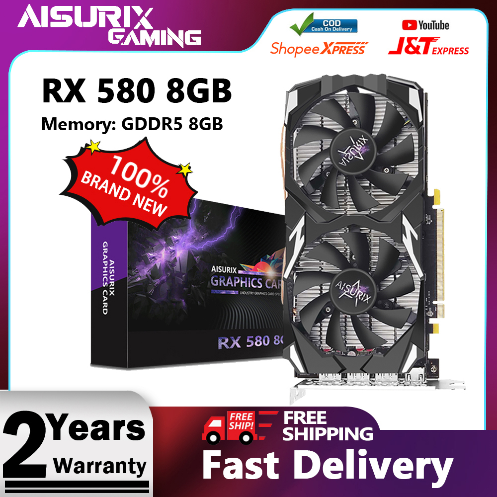 AISURIX Brand New Graphics Card RX 580 8GB AMD Radeon Computer GPU ...