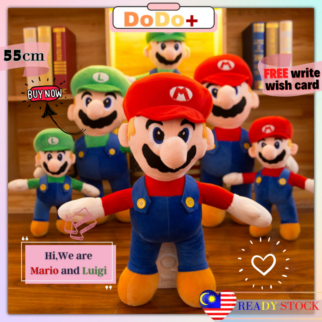 【DODO+】55cm Super Mario Plush Toy Mario and Luigi Adult Stuffed Pillow ...