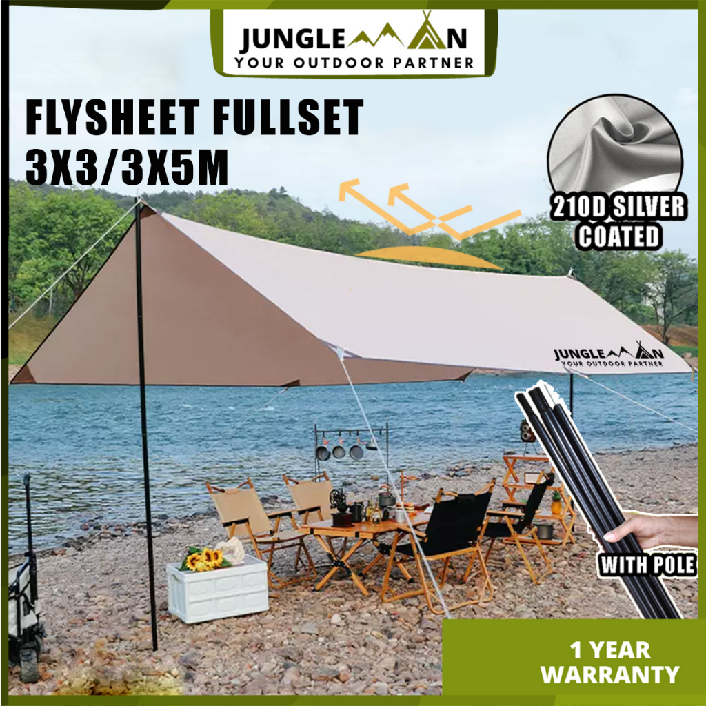 JUNGLEMAN Flysheet Camping Waterproof Ultralight Silver Coated 210D ...