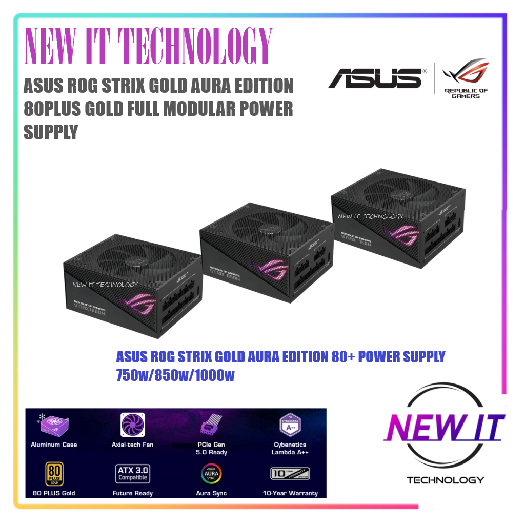 ASUS ROG STRIX 750w / 850w / 1000w / 1200w GOLD AURA EDITION 80PLUS ...