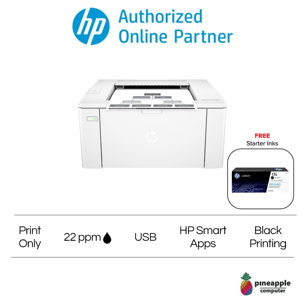 HP LaserJet Pro M102a Printer | A4 Black and White Laser Printer ...