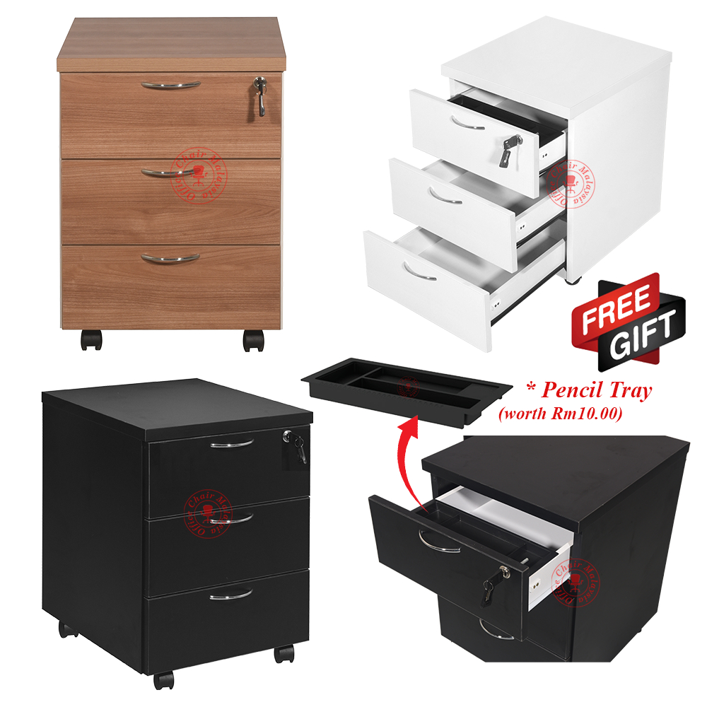 Mobile Pedestal 3 Drawers with Lock / Office Cabinet / Side Drawer ...