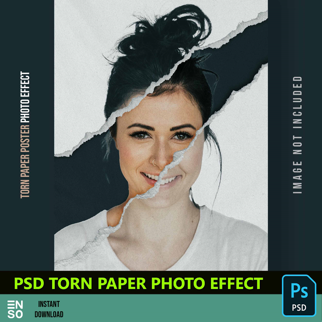 PSD Photo Effect Editable PSD File | Torn Paper Poster PSD Photo Effect ...