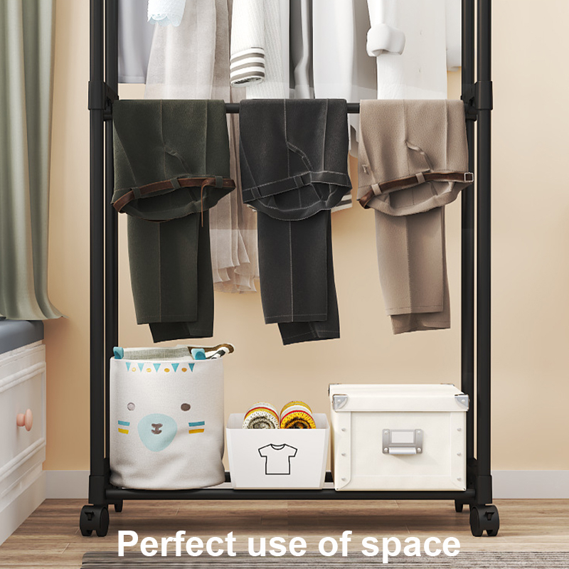 Single/Double-Pole Clothes Hanging Rack Laundry Cloth Drying Rack ...