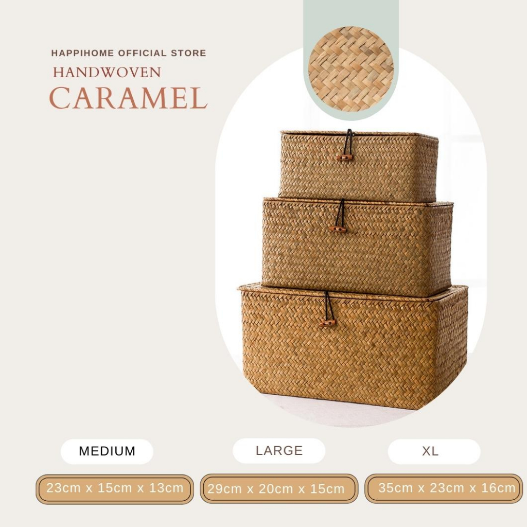 Rattan Basket Hamper Basket Bakul Mengkuang Rotan Handmade Woven Box ...