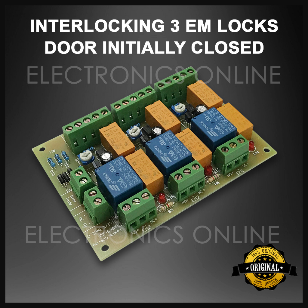 Interlocking EM lock for 3 doors with adjustable timer Emergency Over Ride Push Button Keypad ...