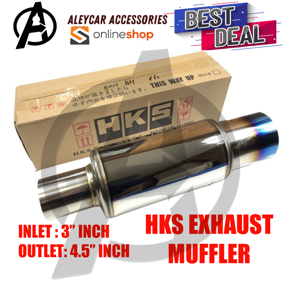 HKS JASMA MUFFLER EXHAUST BIG Stainless Steel Inlet: 3" outlet: 4.5 ...