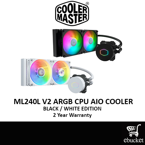 COOLER MASTER MASTERLIQUID ML240L V2 ARGB CPU AIO COOLER BLACK (MLW ...