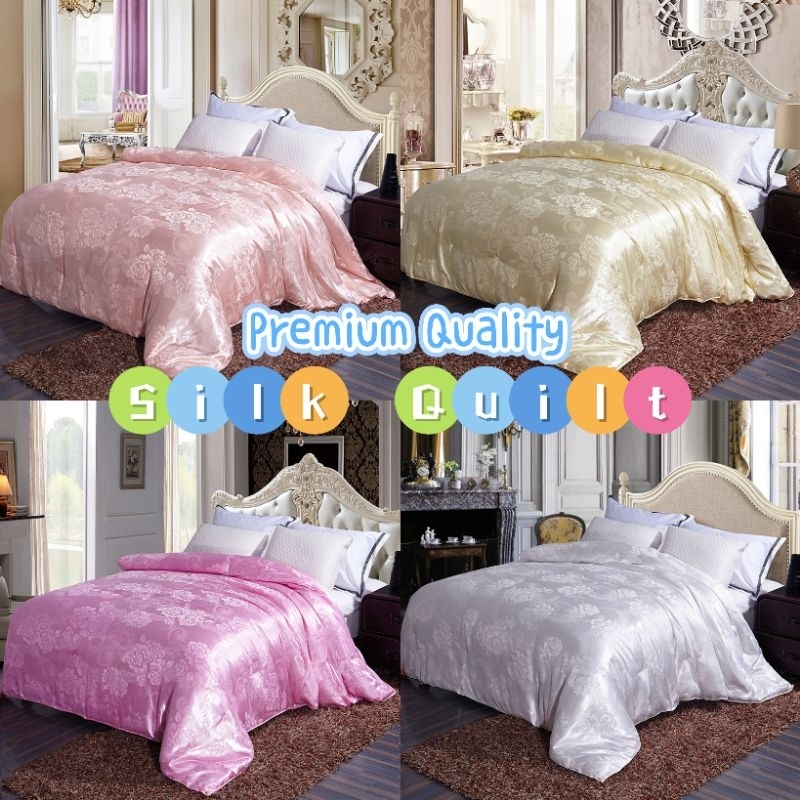 Silk Quilt Air Conditioner Kept Warm in Spring/Selimut Sutera | Shopee ...