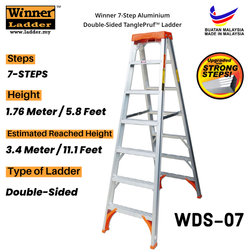 Winner Ladder 4/5/6/7/8-Step Aluminium Double-Sided TanglePruf™ Ladder ...