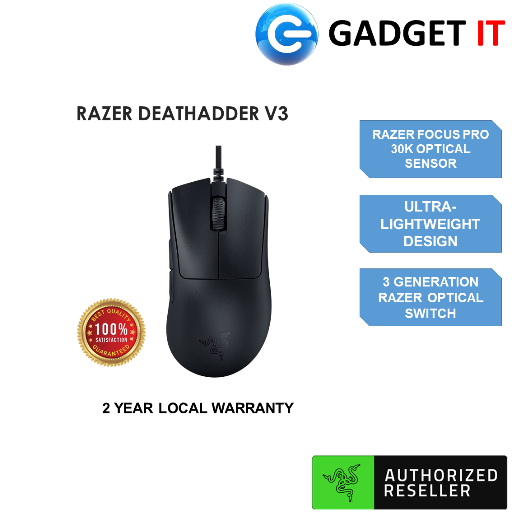 RAZER DEATHADDER V3 ULTRA-LIGHTWEIGHT ERGONOMIC ESPORT GAMING MOUSE ...