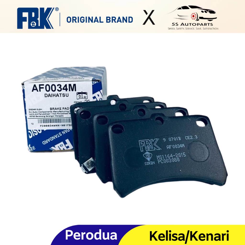 FBK Perodua Kenari / Kelisa Front/Depan Disc Pad Set (AF0034) (4 PCS EACH SET) | Shopee Malaysia