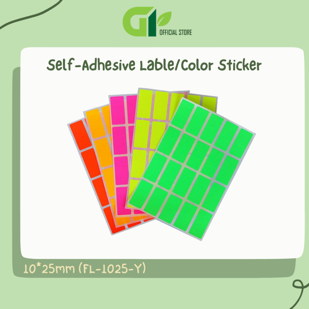 [GY Office] Self-Adhesive Lable/Color Sticker/Label Sticker 10*25mm (FL ...