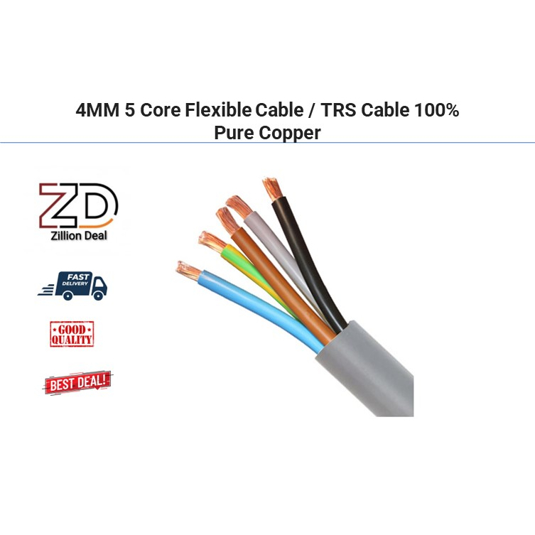 4MM 5 Core Flexible Cable / TRS Cable 100% Pure Copper | Shopee Malaysia