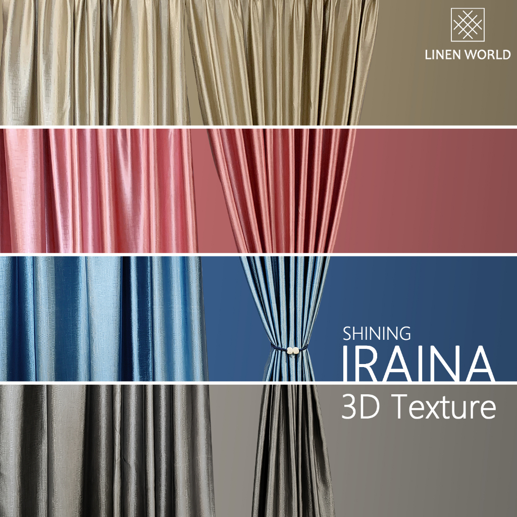 May15 LTD| Langsir Iraina 3D Texture | 80% Blackout | Siap Jahit Ready ...