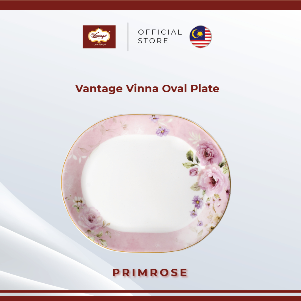 Vantage Fine Porcelain Vinna Gold PrimRose Oval Plate (31cm) | Shopee ...
