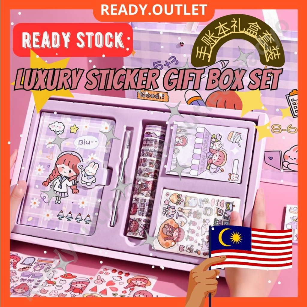Notebook Luxury Set Hadiah Stiker Buku Panduan Comel Set Gift Kotak ...