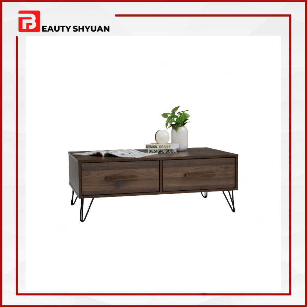 SAMOZ Walnut Wood Coffee Table Side Table Living Room Table Meja Coffee ...