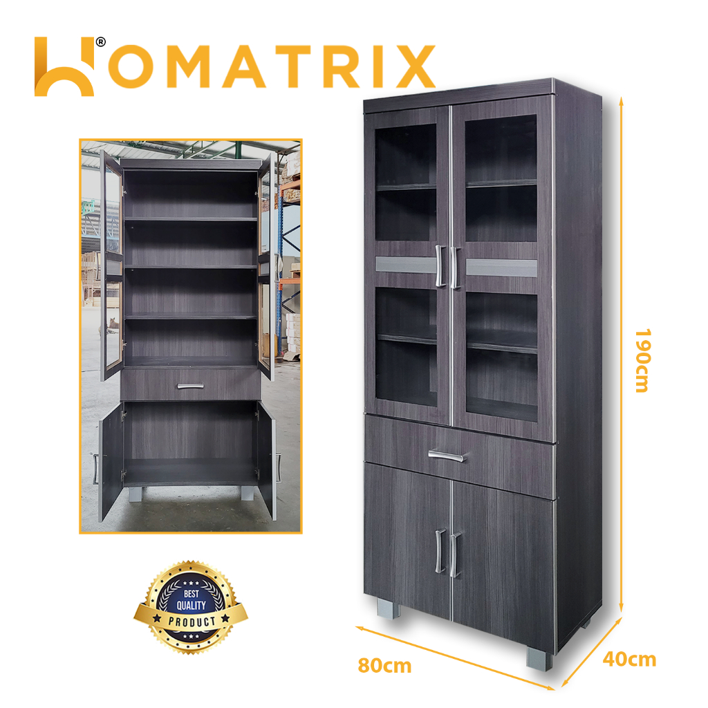 HOMATRIX Kitchen Cabinet Storage Glass Cabinet Almari Simpan Dapur Kaki ...
