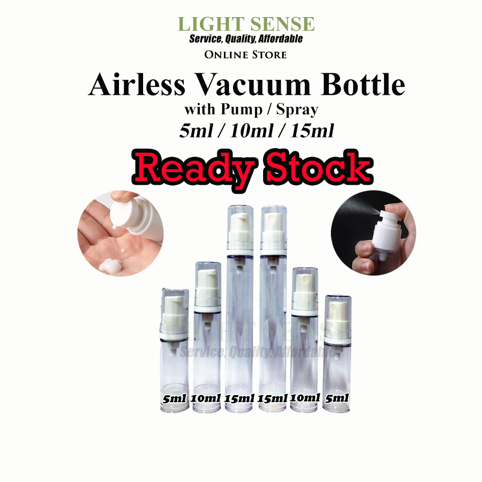 5ml 10ml 15ml Airless Vacuum Spray / Pump Bottle / Botol Sembur Pam ...