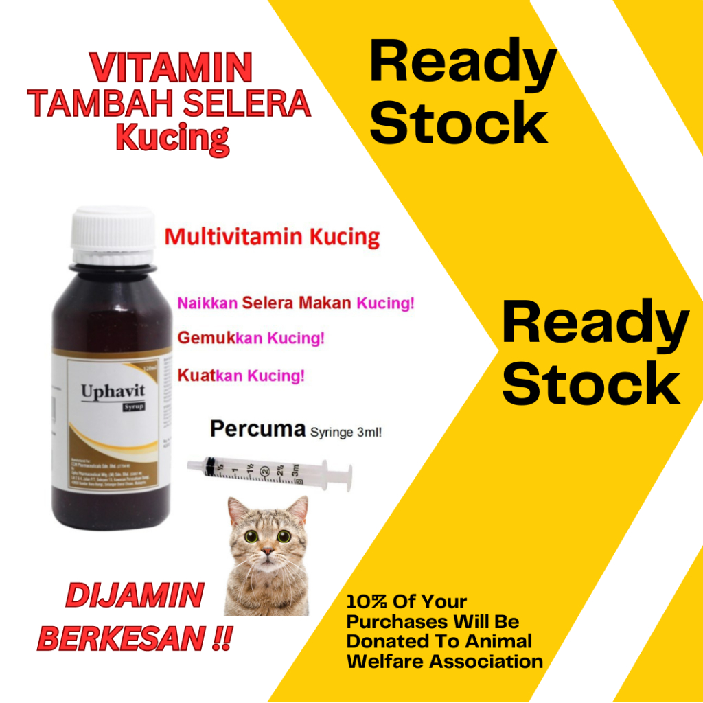 Multivitamin Uphavit Syrup 120ml Tambah Selera Makan Vitamin Kucing ...