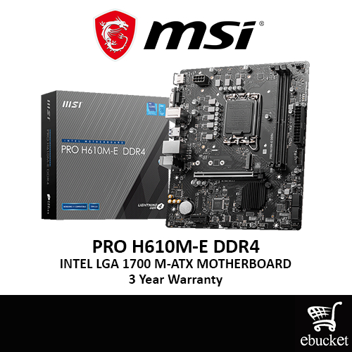 MSI PRO H610M-E DDR4 LGA1700 M-ATX MOBO Combo Deal Intel Core I3-12100F ...