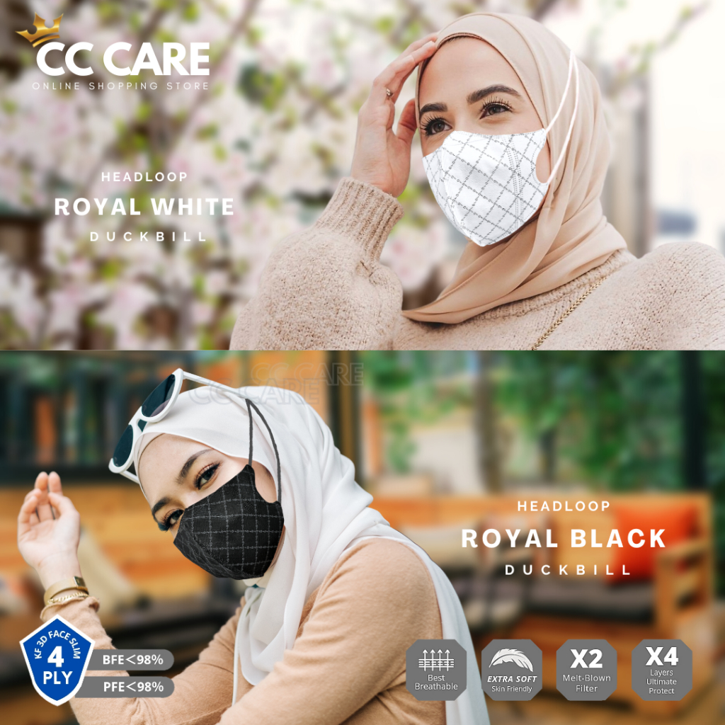 Headloop / Earloop Premium 4Ply KF Face Mask | 3Ply 3D Duckbill Hijab ...