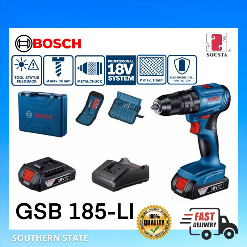 BOSCH GSB 185-LI Cordless Impact Drill 18V Brushless Motor / GSB 180-LI ...