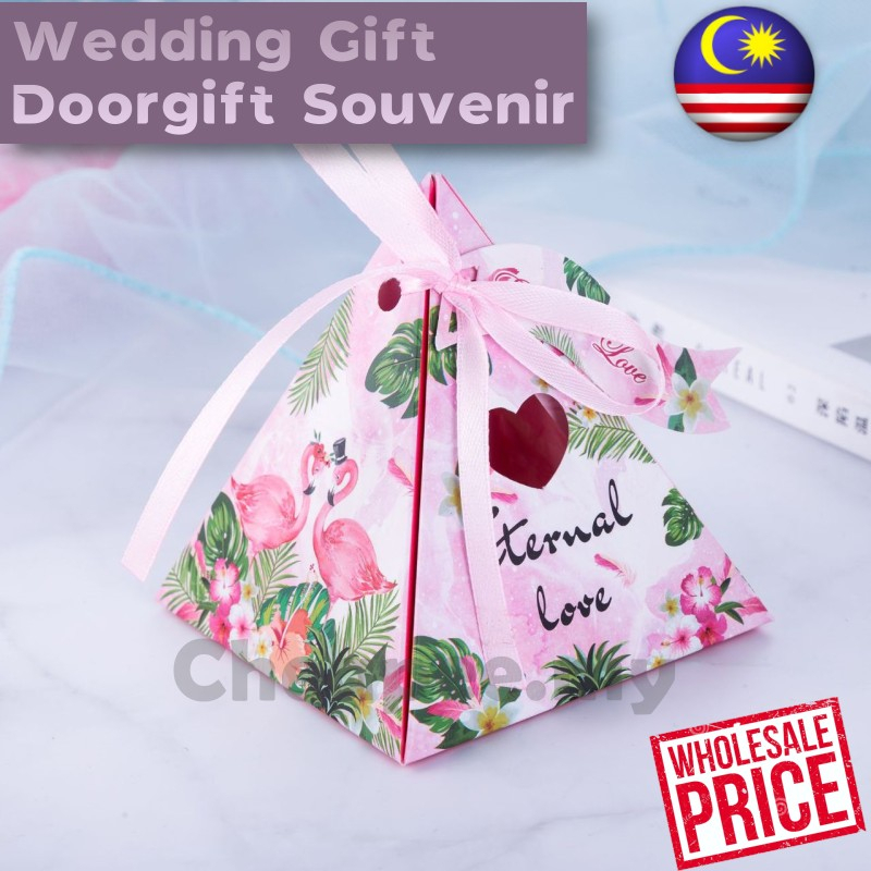 Pink Flamingo Pyramid Shaped Wedding Giftbox/Doorgift/Candy box ...